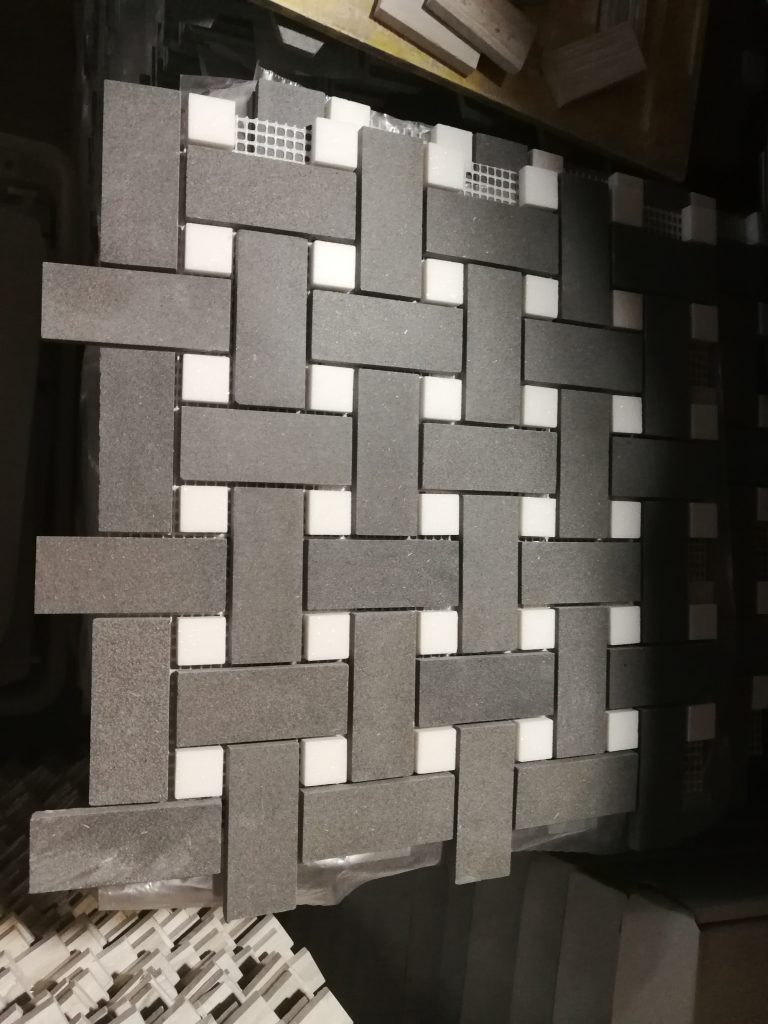 Honed grey marble mixed basalt mosaic | Hyperbetter Mosaic Series